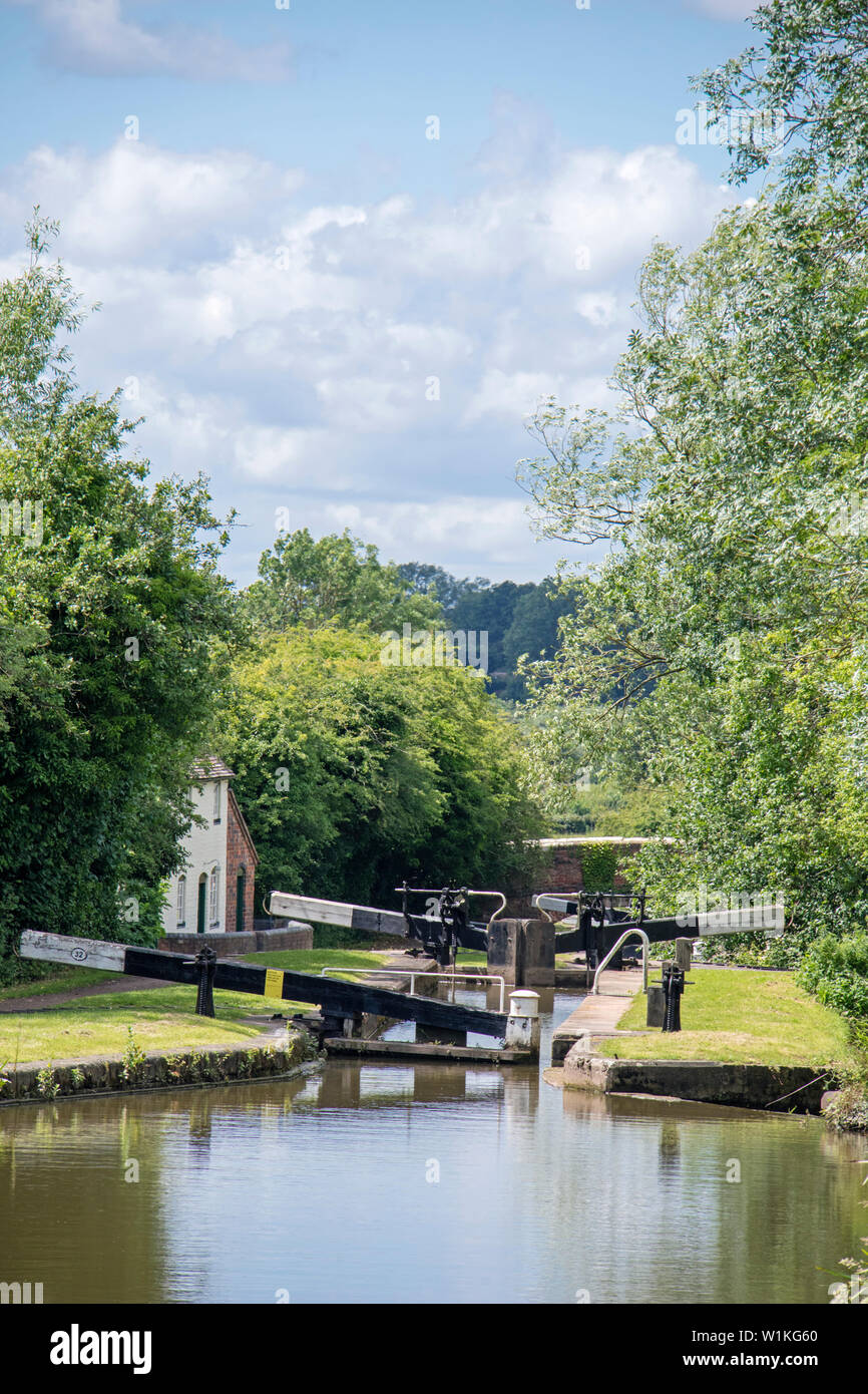 Canal cottage on the Worcester and Birmingham canal near Stoke Pound ...