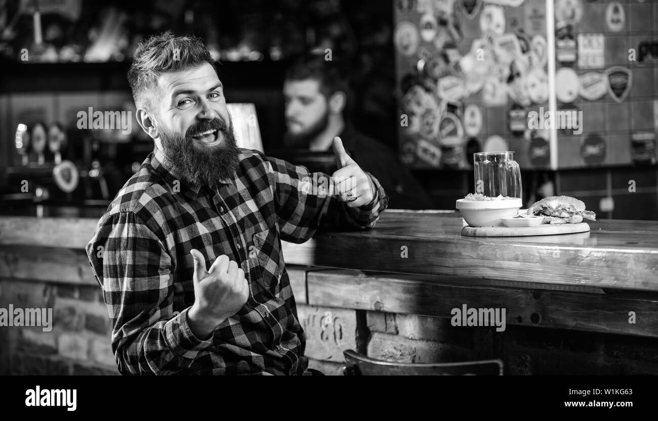 Man burger counter Black and White Stock Photos & Images - Alamy