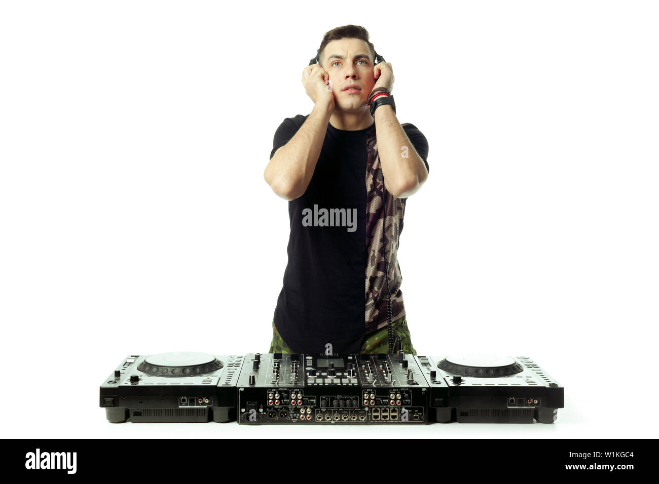 Portrait of a young DJ isolated on white background Stock Photo - Alamy