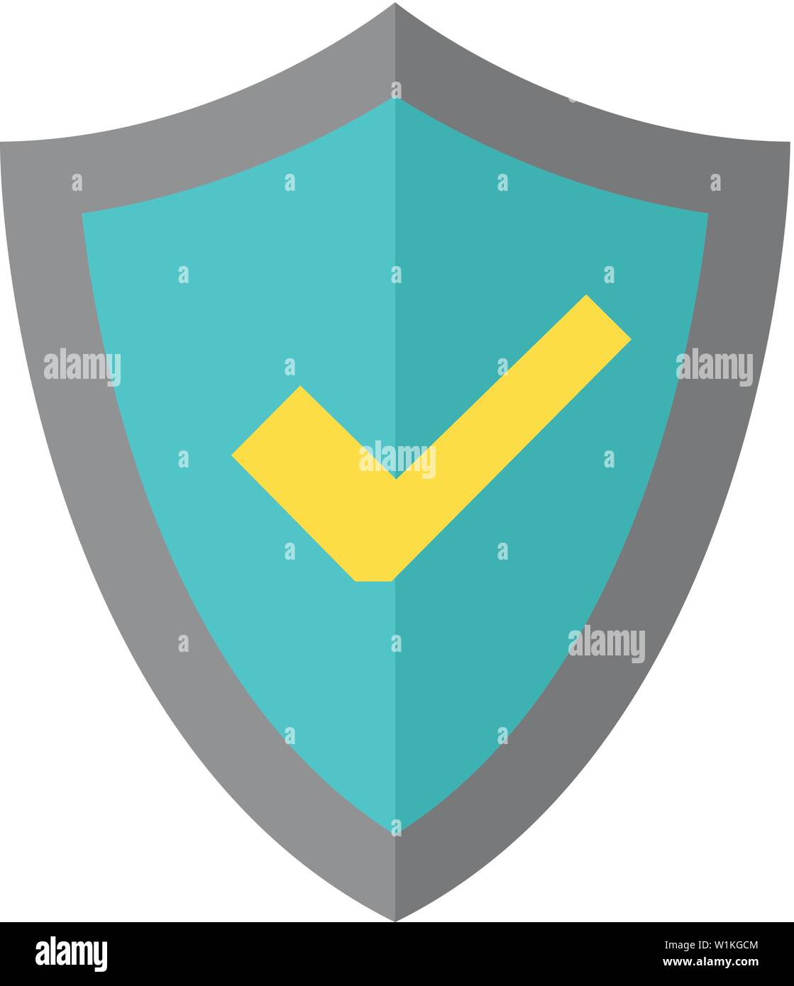 Shield icon with checkmark in flat color style. Vector illustration ...