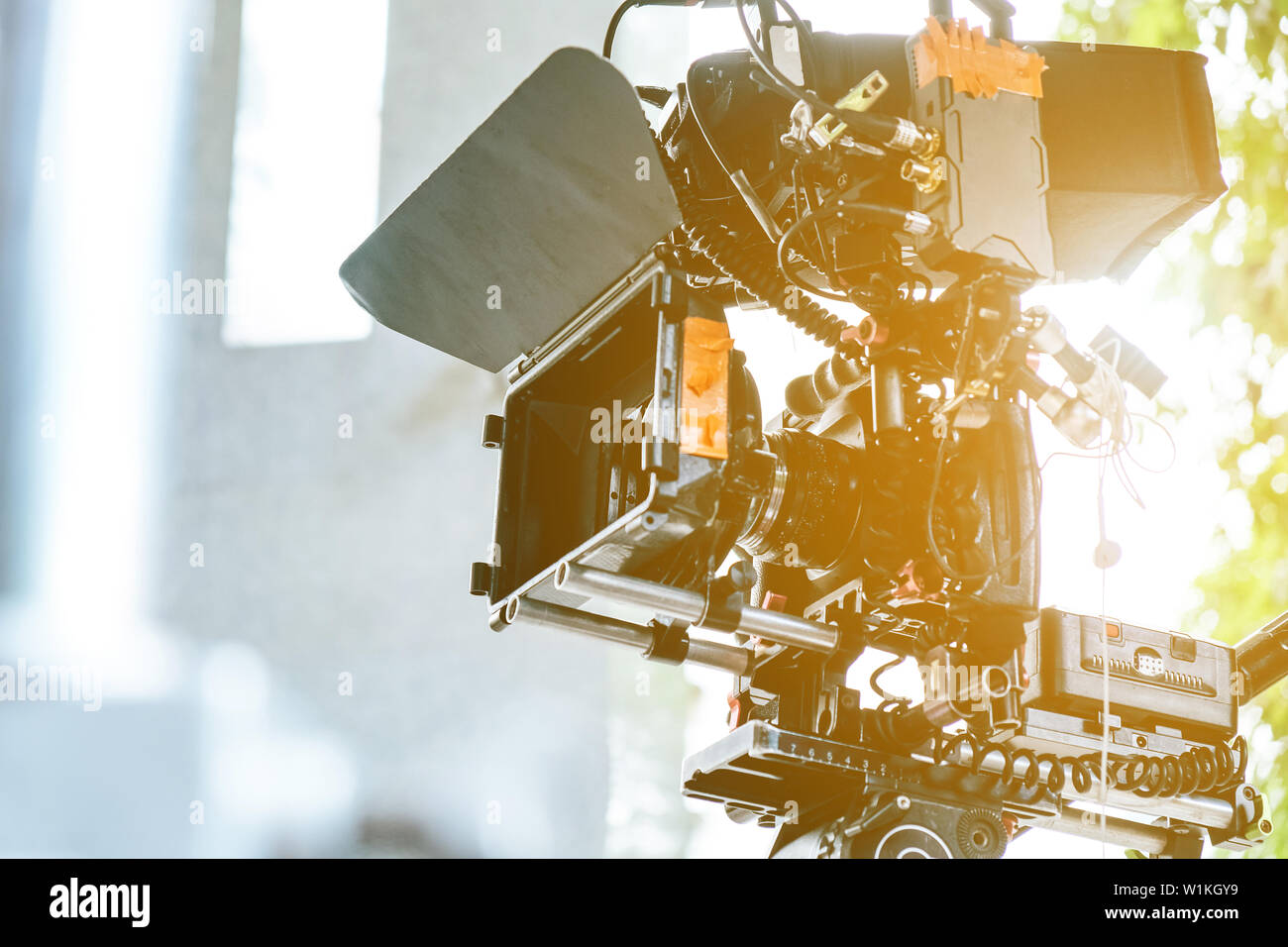 Filming with professional camera background Stock Photo - Alamy