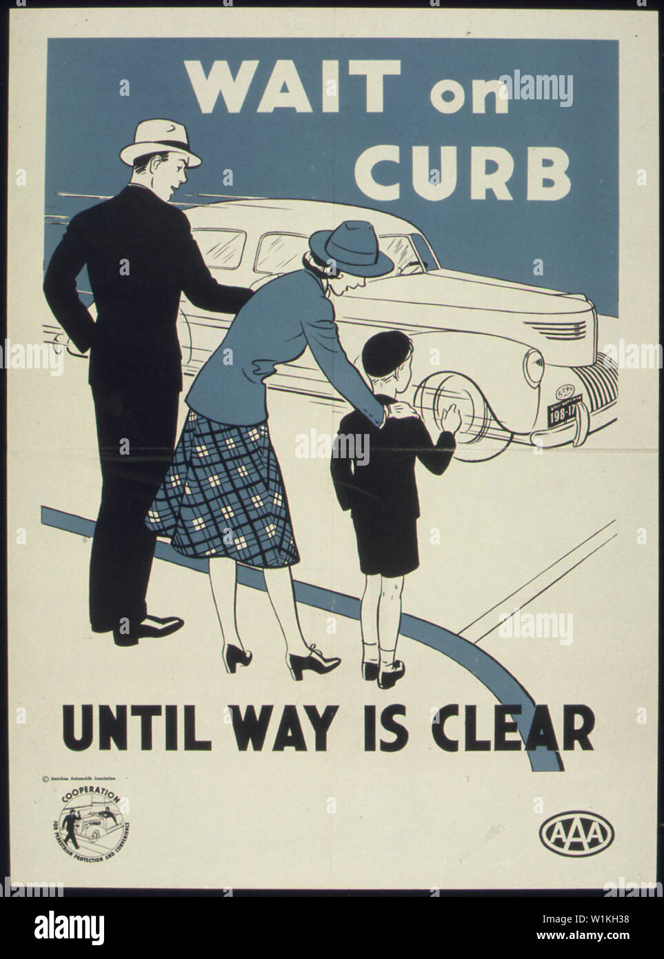 WAIT ON CURB UNTIL WAY IS CLEAR Stock Photo - Alamy