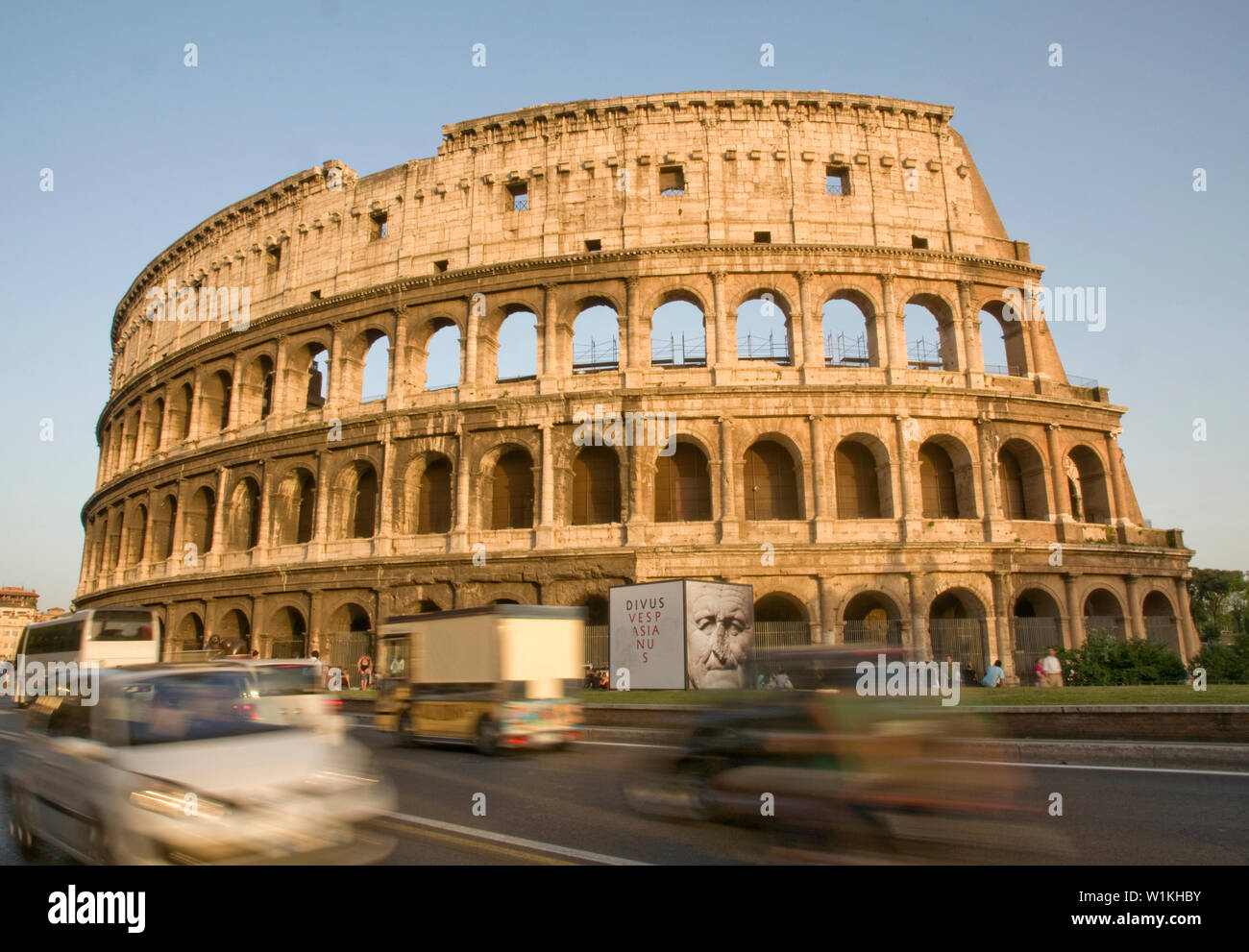 Traffic speeds by the Colosseum in Rome. Reportedly completed around 80 ...