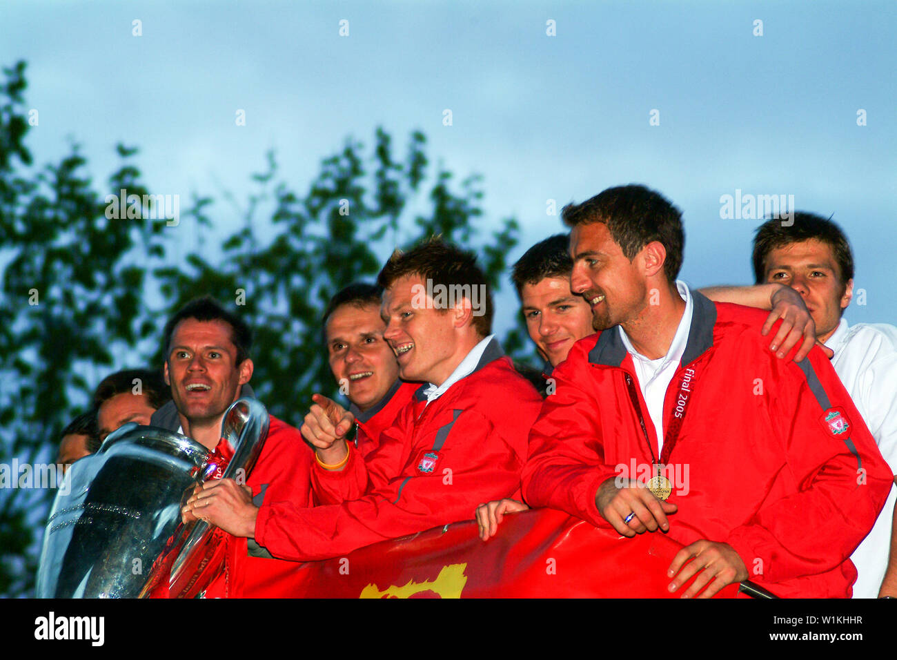 26th May 2005, Liverpool, UK. The Liverpool FC team bus after they won ...