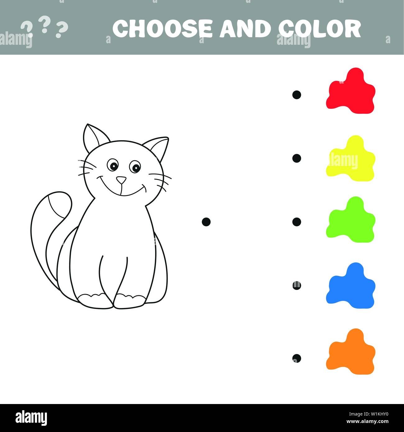 Funny little kitten. Coloring book. Educational game for children ...