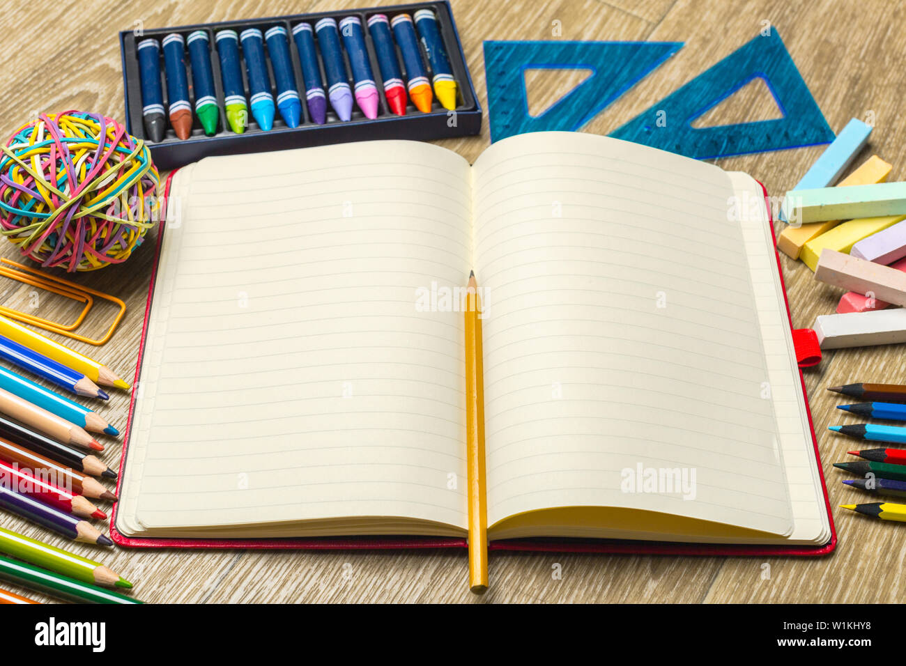 various colorful drawing tools. Mock up Stock Photo - Alamy