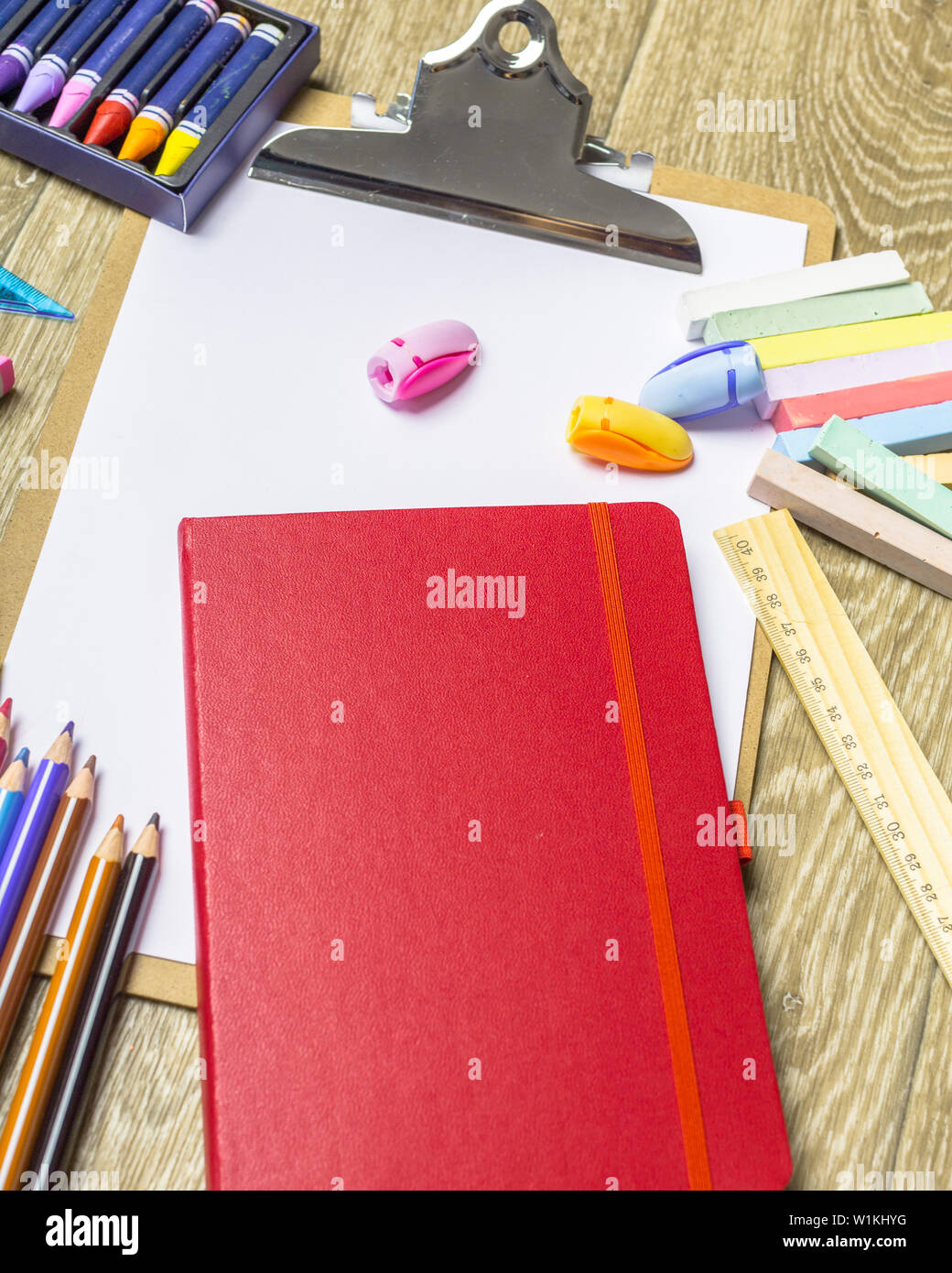 various colorful drawing tools. Mock up Stock Photo - Alamy