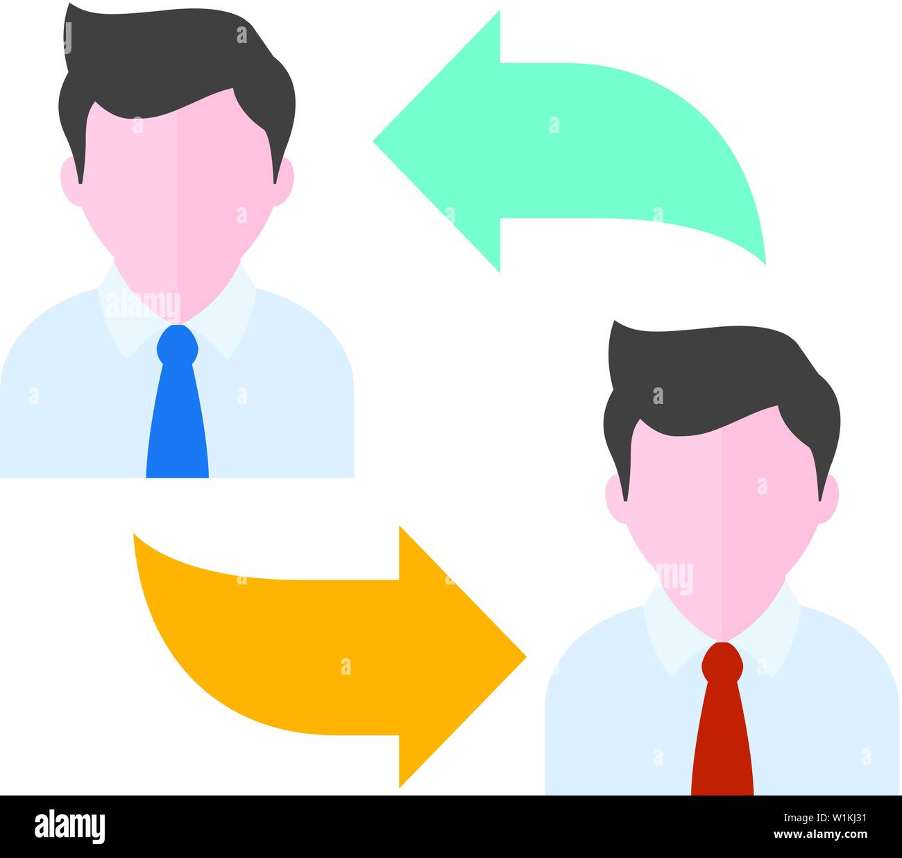 Employee rotation icon in flat color style. Position human resources ...