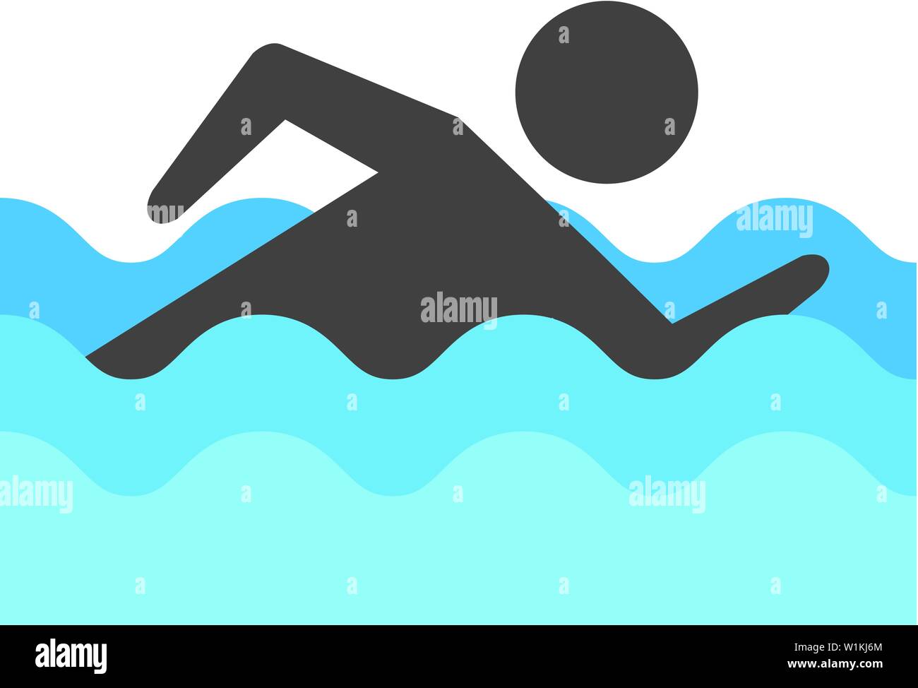 Man swimming icon in flat color style. Athlete triathlon Olympics ...