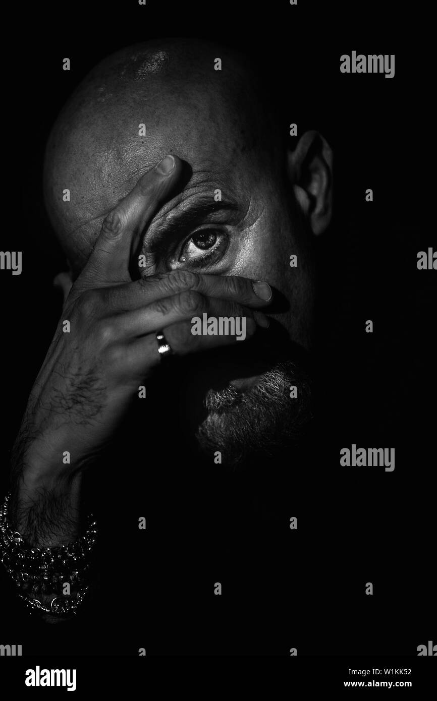 Face man dark Black and White Stock Photos & Images - Alamy