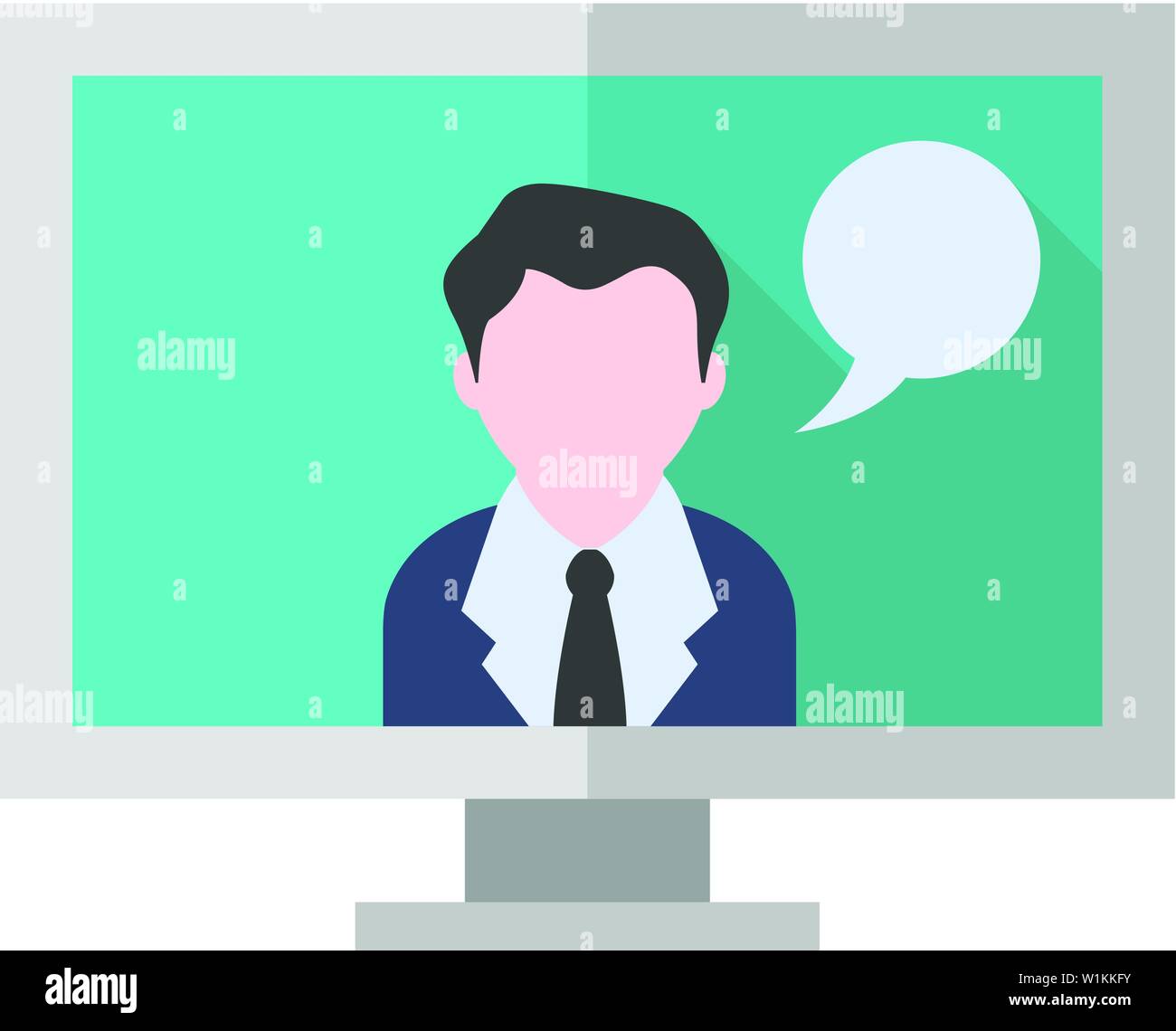 Computer chat icon in flat color style. Social media interaction ...