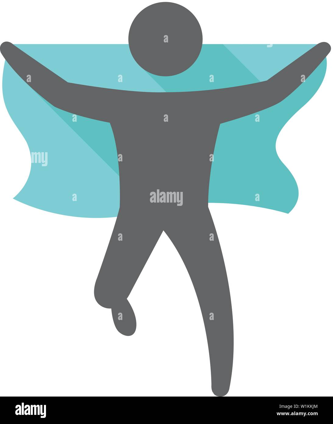 Wining sprinter icon in flat color style. Runner holding nation flag ...