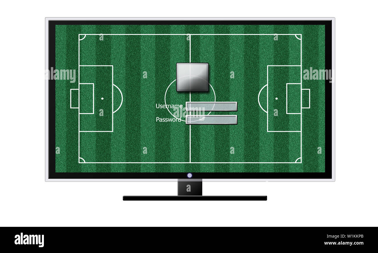 Soccer on TV concept isolated on white Stock Photo - Alamy