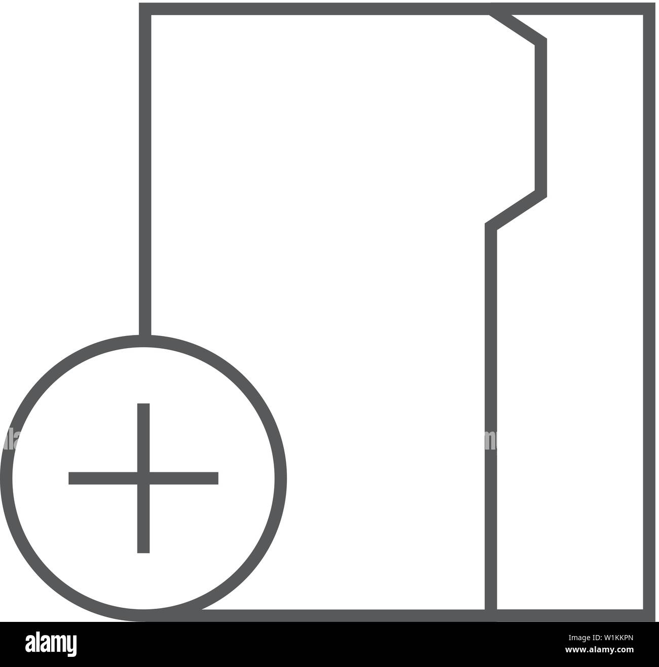 Folder icon in thin outline style. Computer office files binder add ...