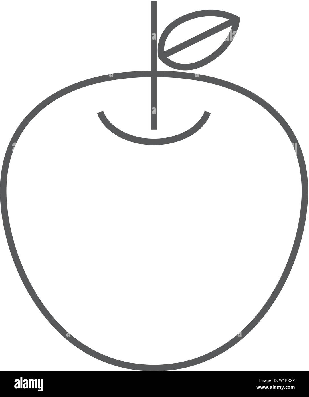 Apple icon in thin outline style. Food fruit healthy lifestyle diet ...
