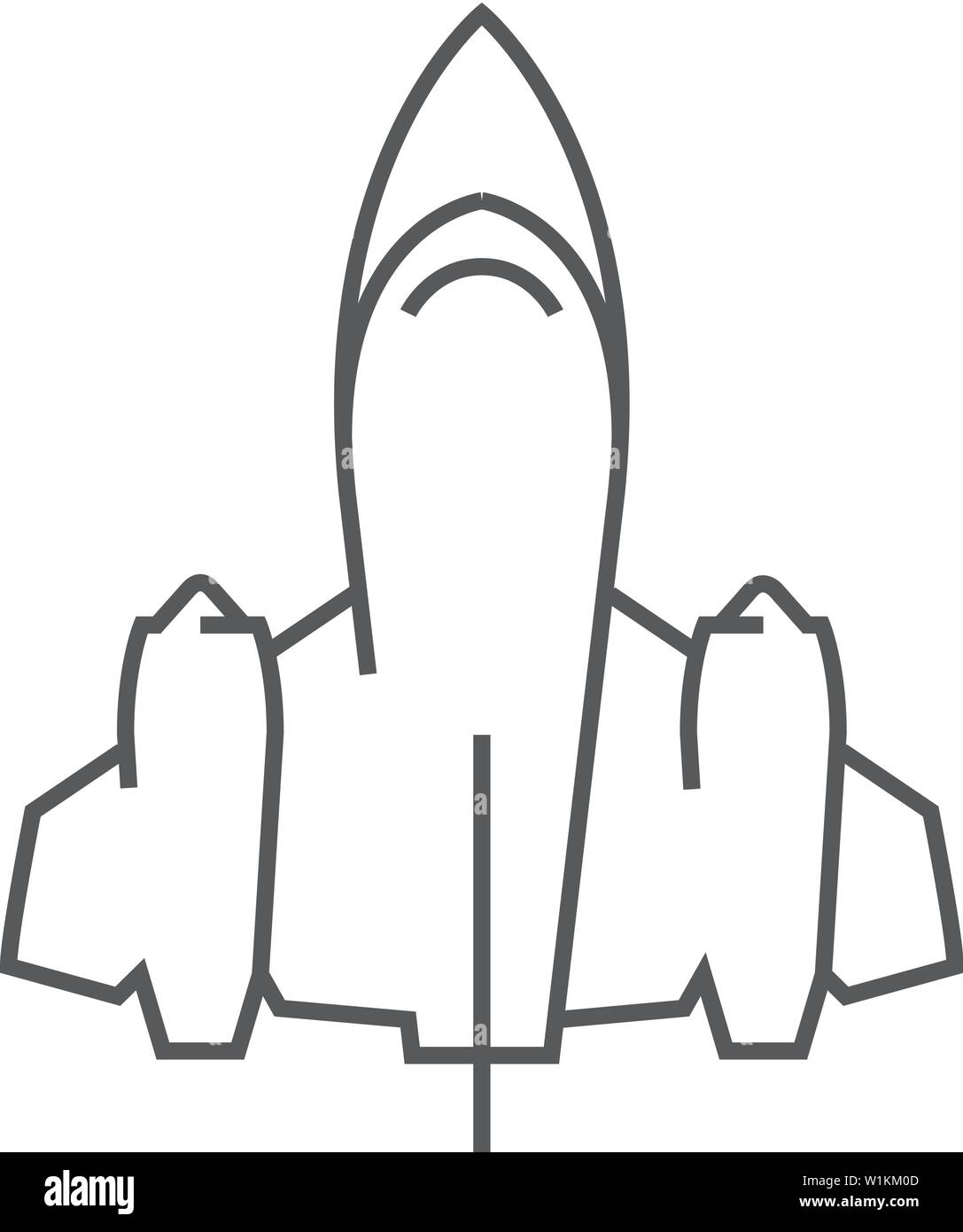 Stealth bomber icon in thin outline style. Aircraft military attack ...