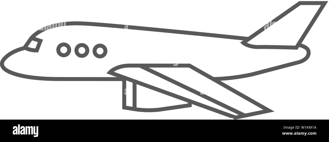 Airplane icon in thin outline style. Aviation, take off, business ...