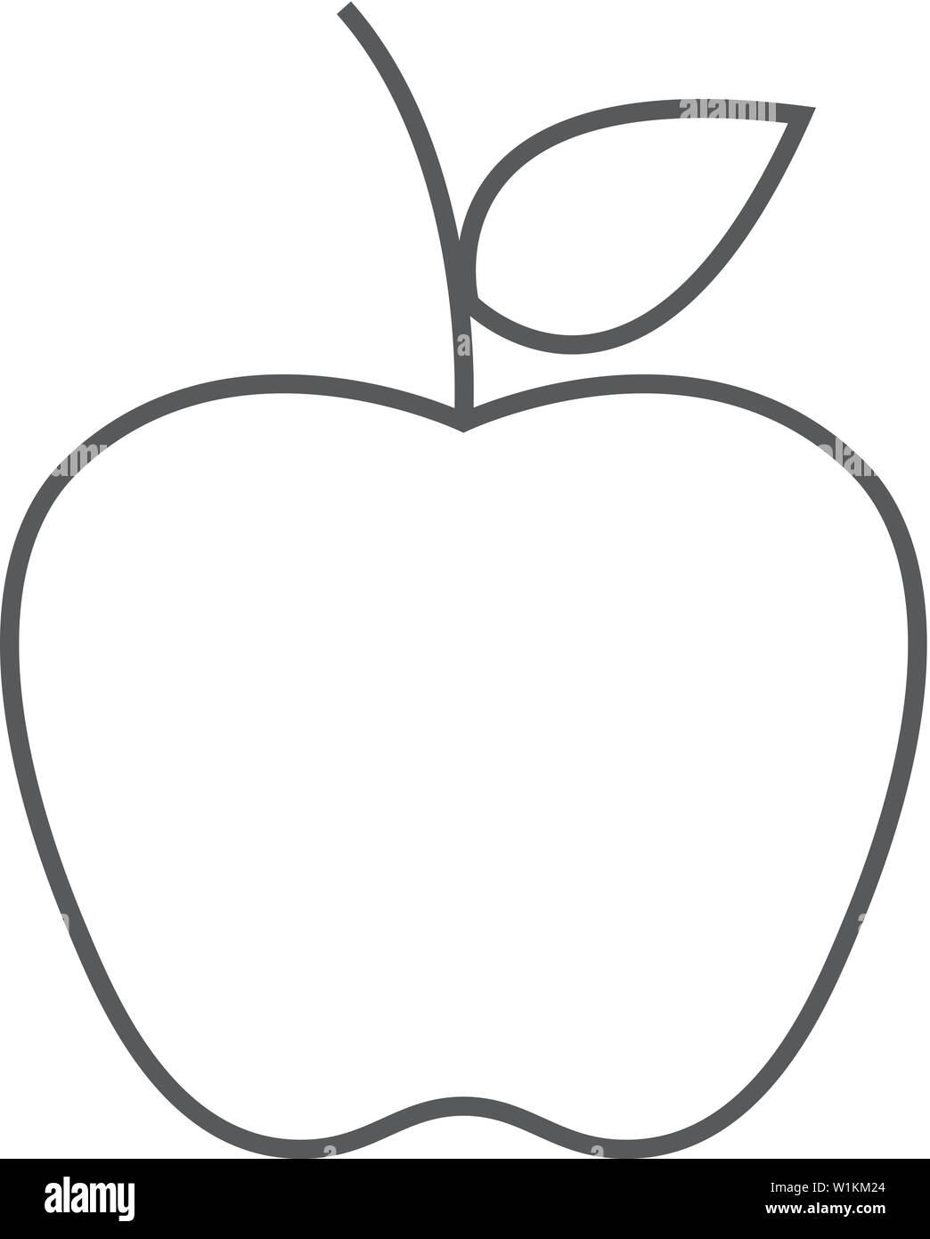 Apple icon in thin outline style. Food fruit healthy lifestyle diet ...