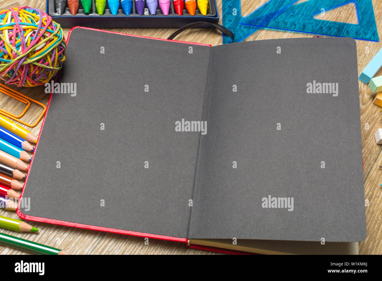 various colorful drawing tools. Mock up Stock Photo - Alamy