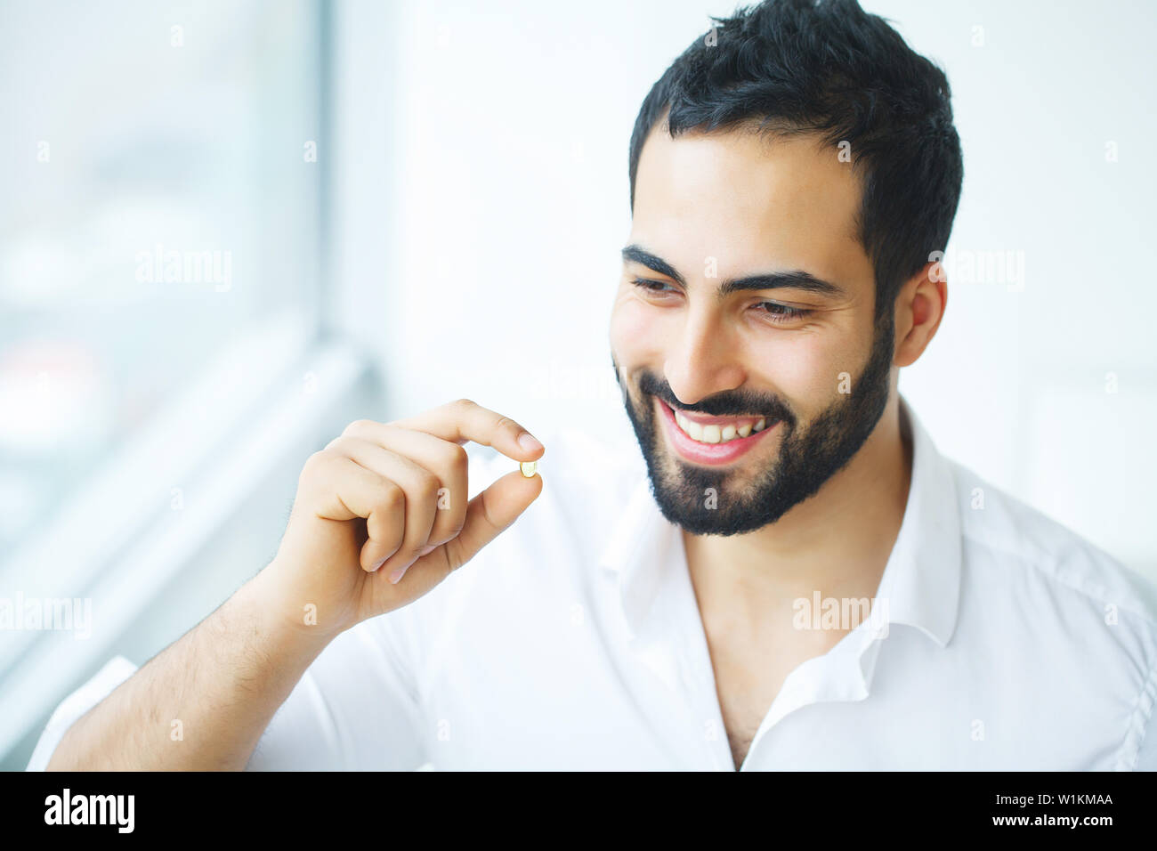 Healthy Diet. Nutrition. Vitamins. Healthy Eating, Lifestyle. Man With ...