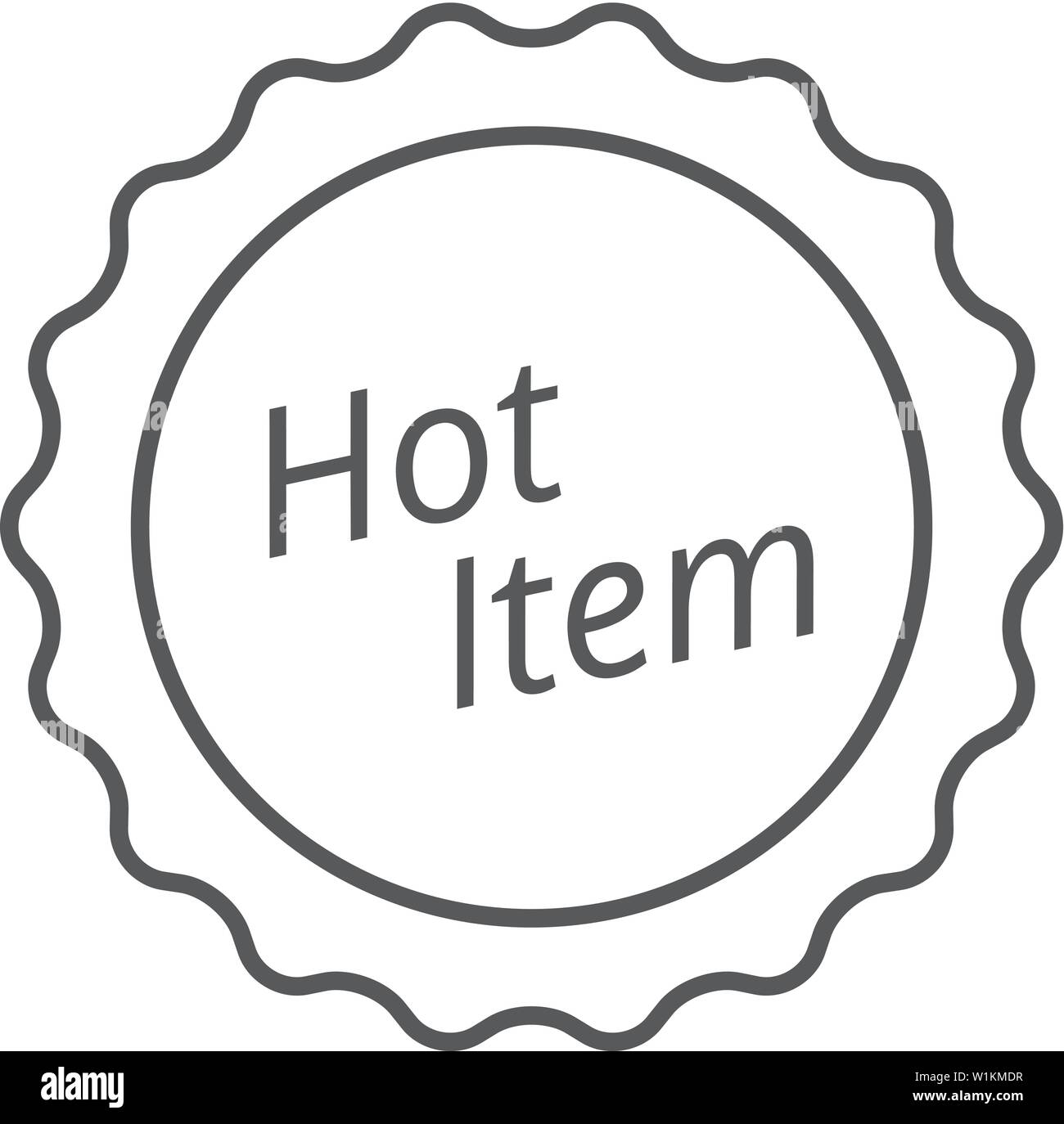 Hot item label icon in thin outline style. Shopping discount rebate ...