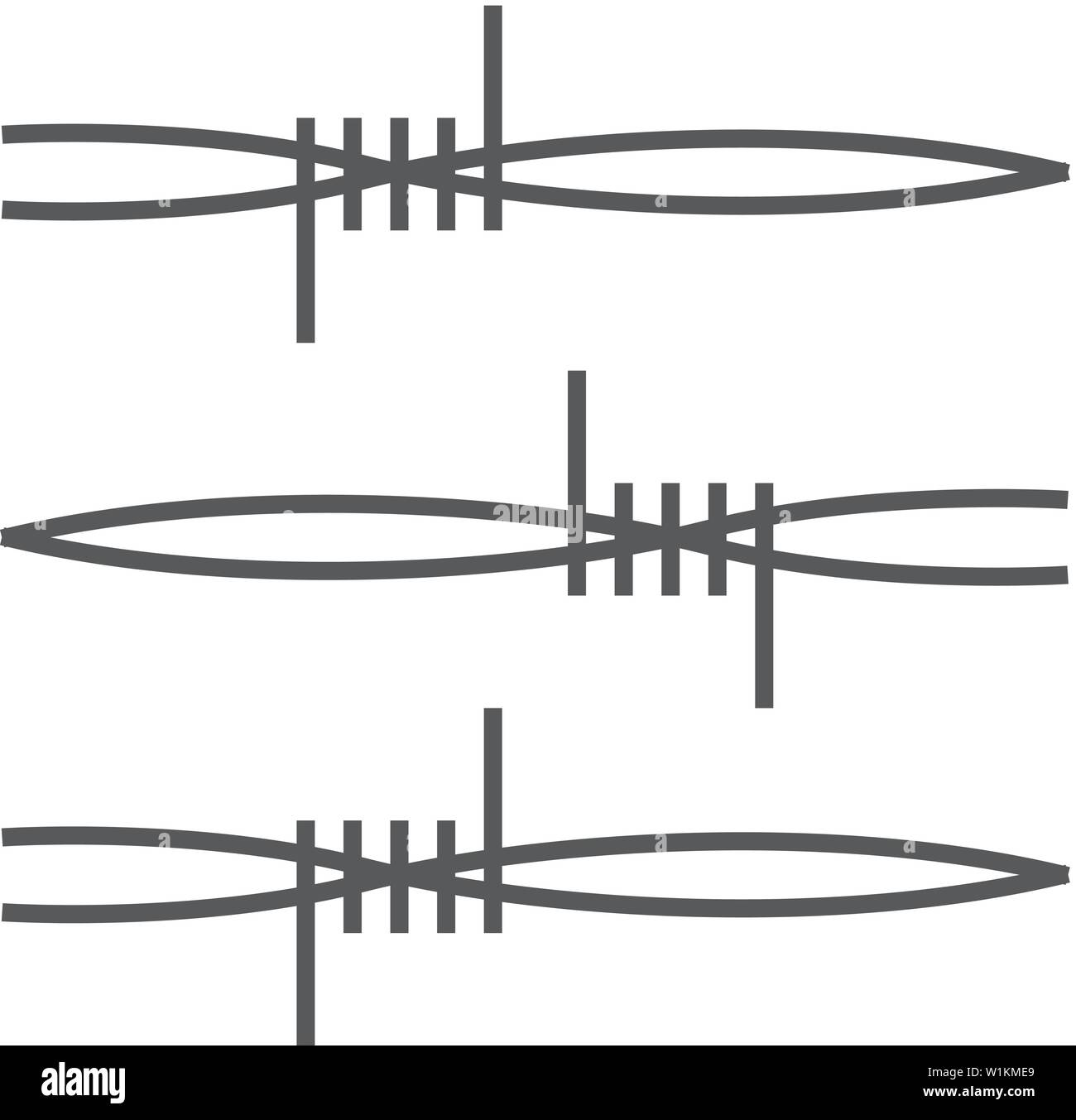 Barbed wire icon in thin outline style. Protection war danger sharp ...