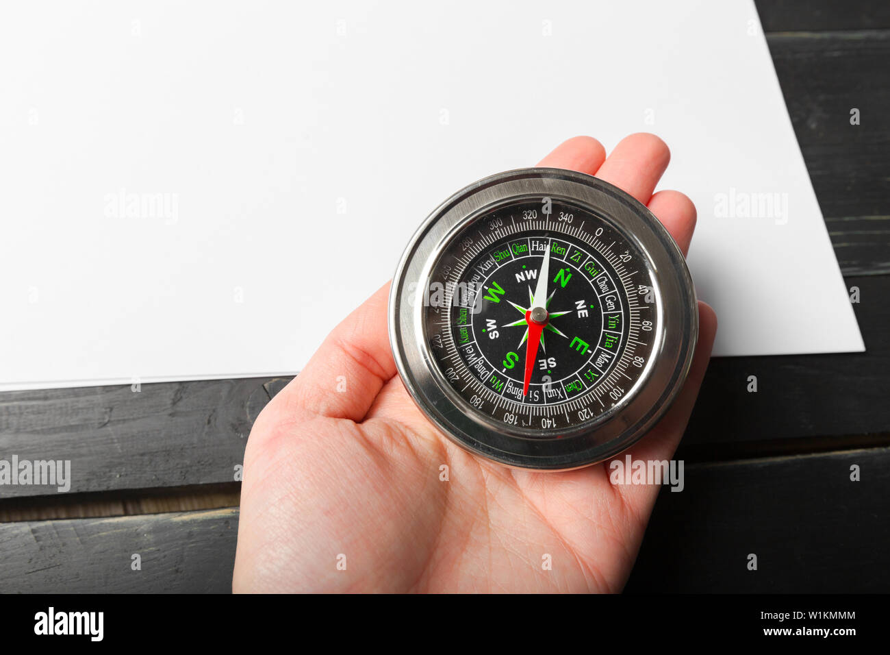 Man Hand Holding Chrome Compass Stock Photo - Alamy