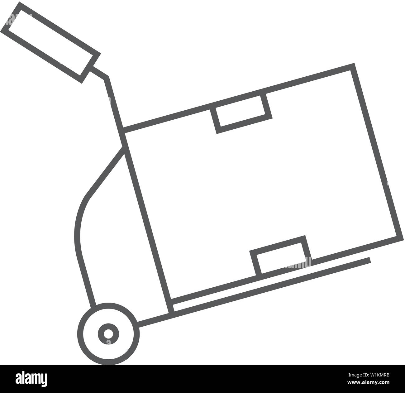 Logistic trolley icon in thin outline style. Delivery, storage ...