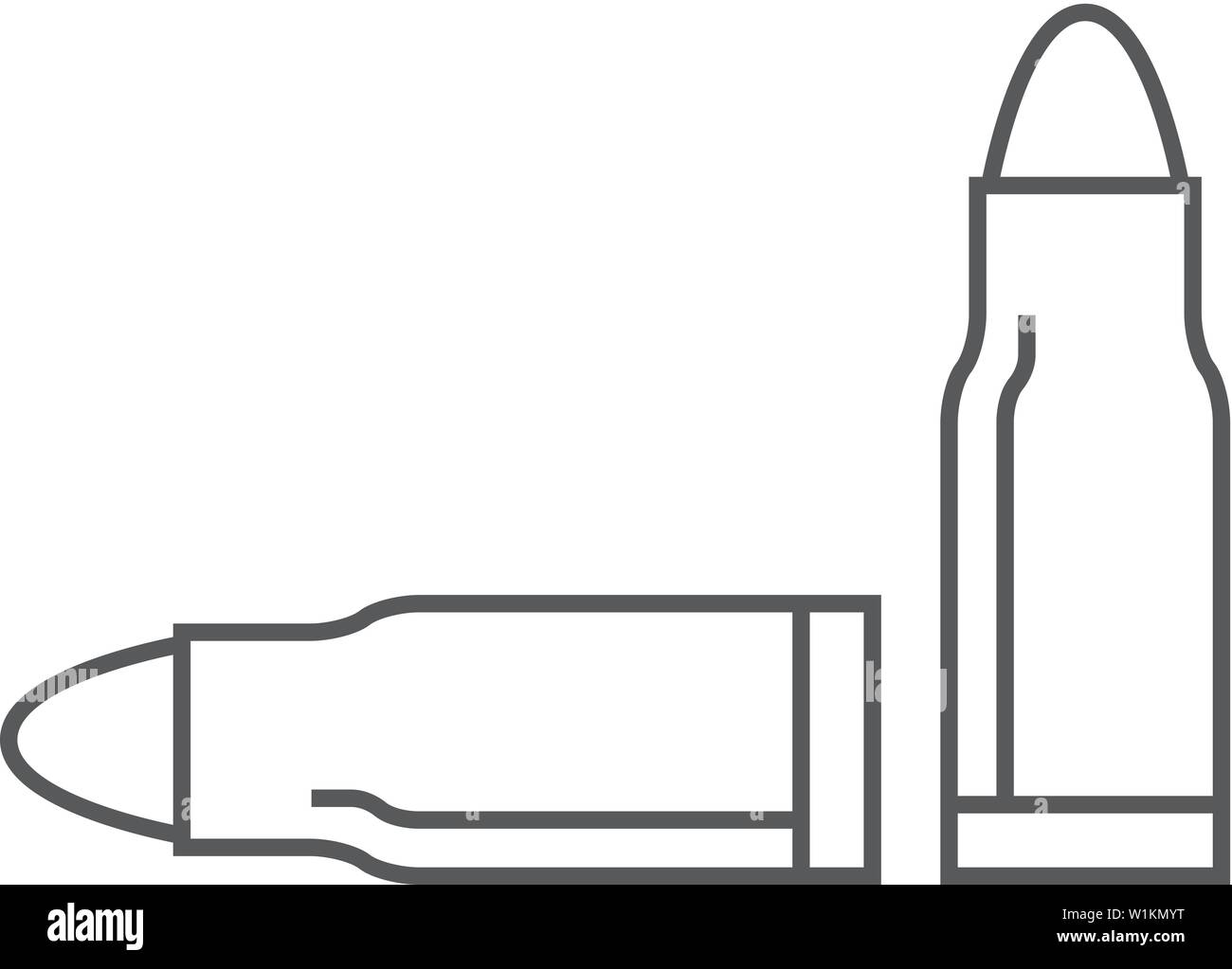 Bullets icon in thin outline style. Ammunition gun weapon caliber ammo ...