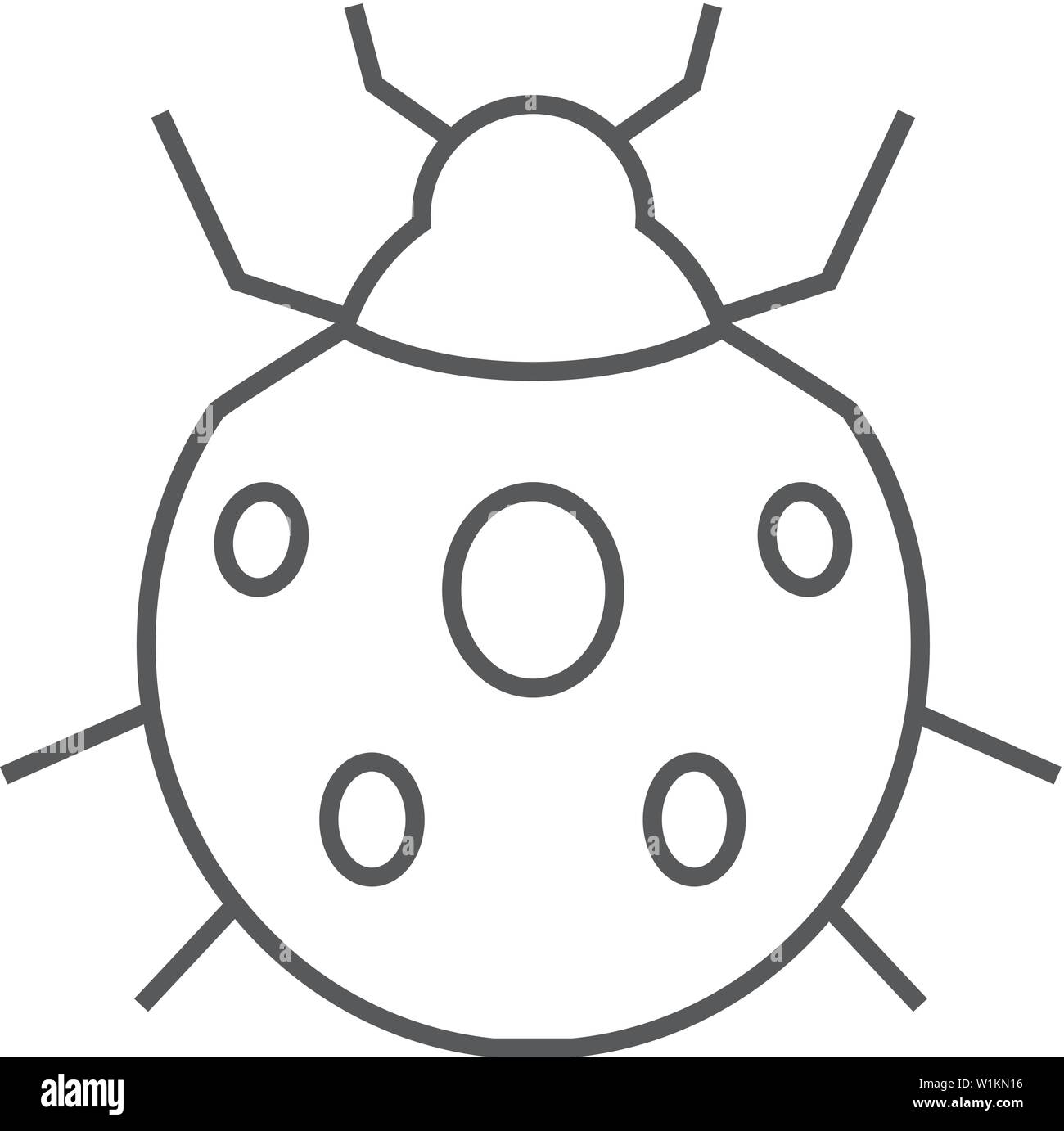 Bug icon in thin outline style. Animal, insects, computer virus ...