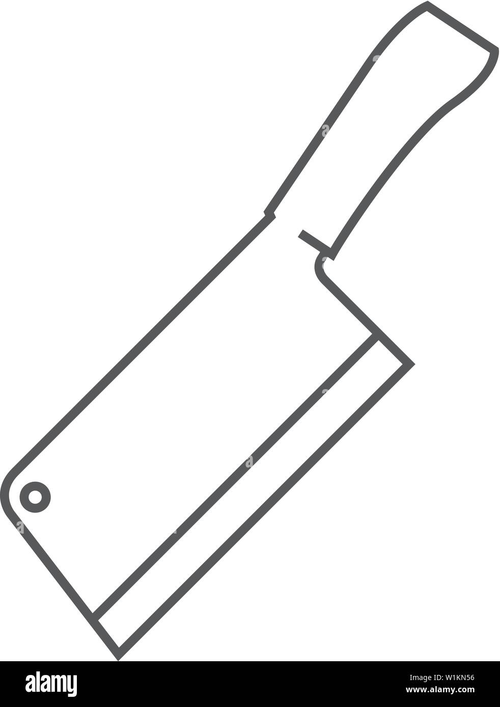 Butcher knife icon in thin outline style. Kitchen restaurant chef tool ...