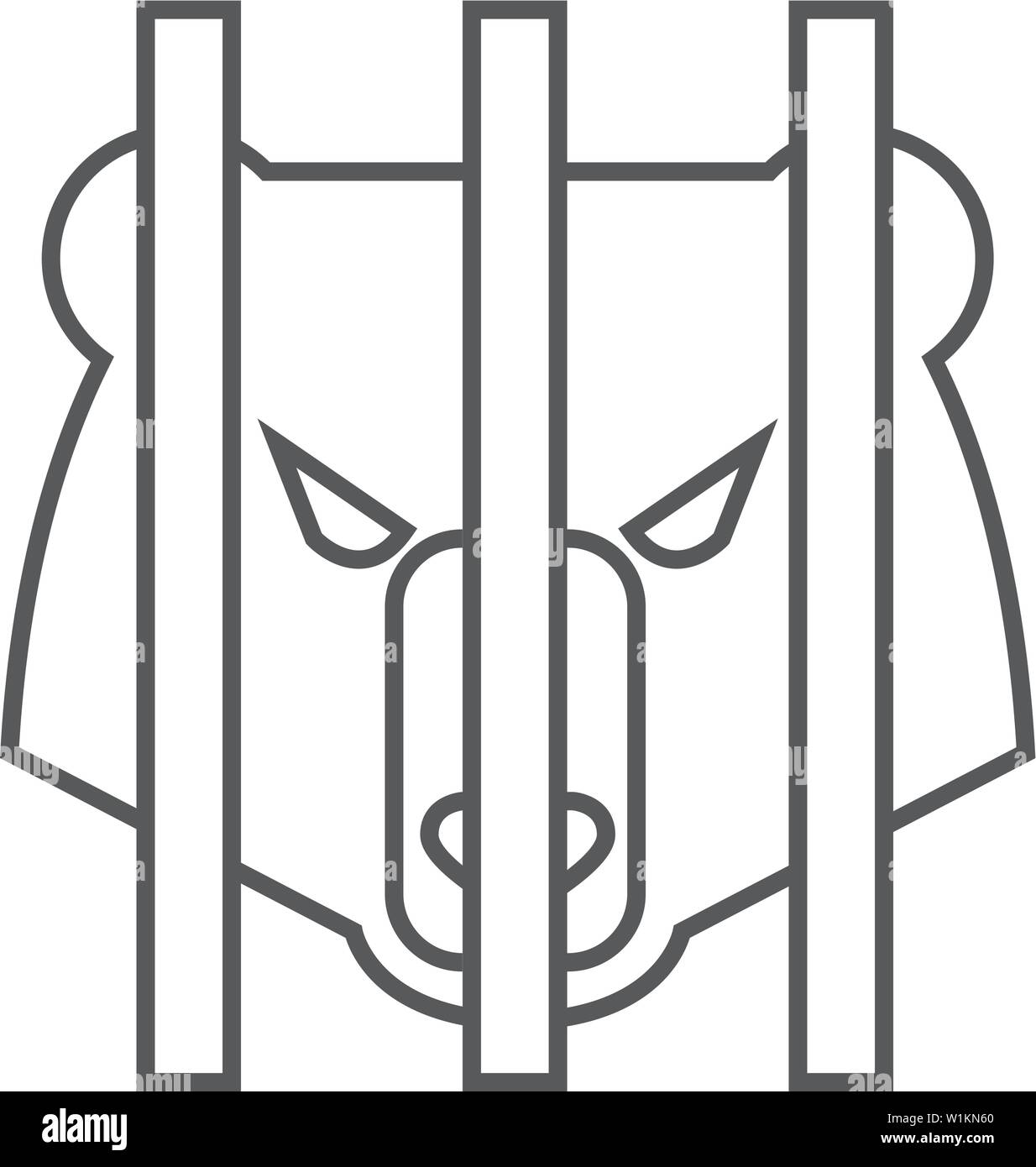 Caged animal icon in thin outline style. Bear carnivore mammal zoo ...