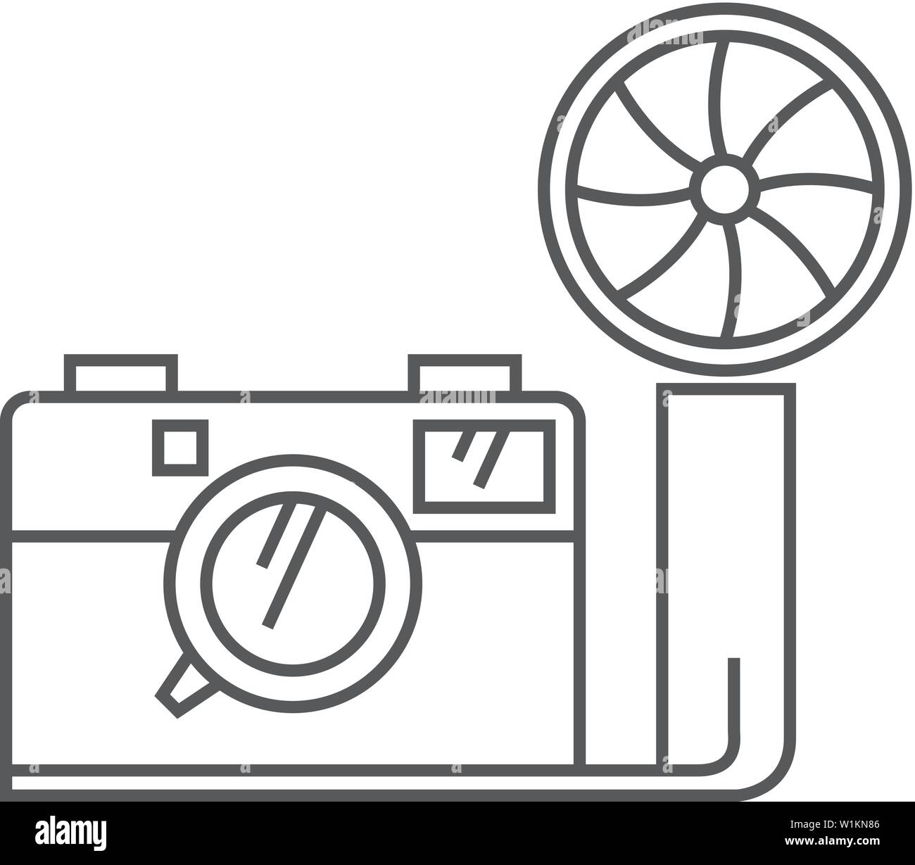 Vintage camera icon in thin outline style. Photography picture imaging ...