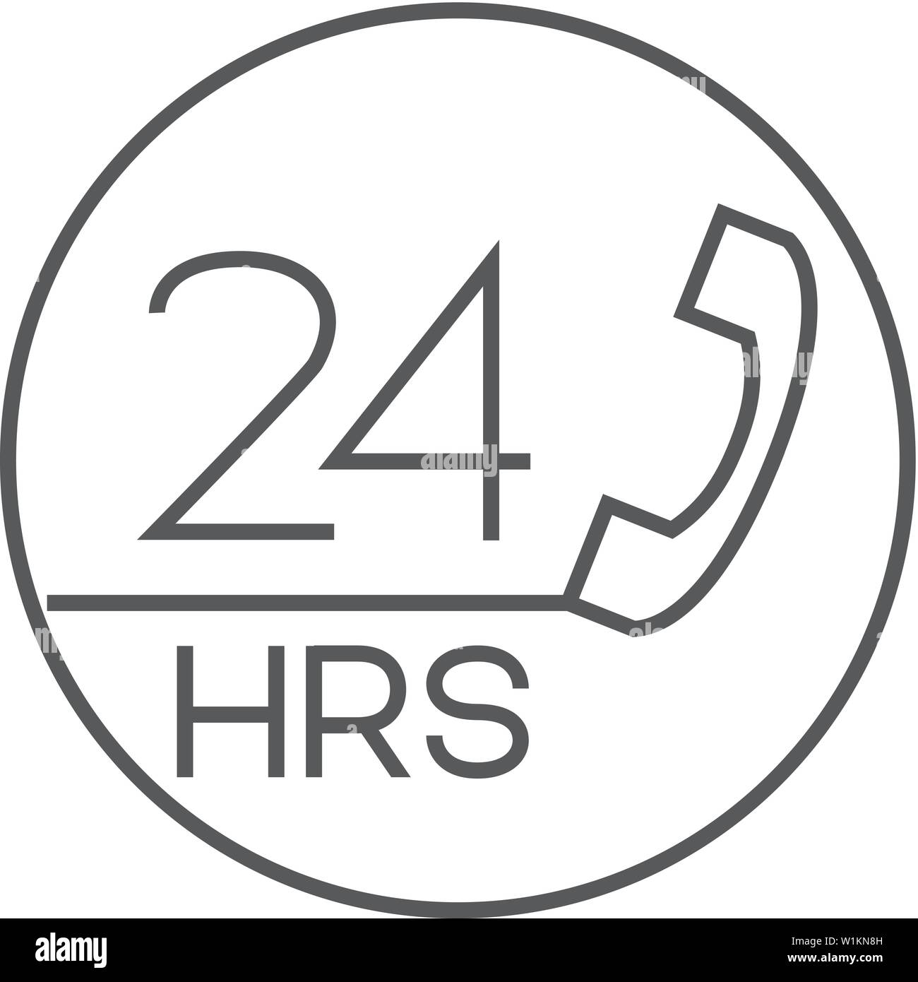 24 hours service icon in thin outline style. Call center, support, help ...