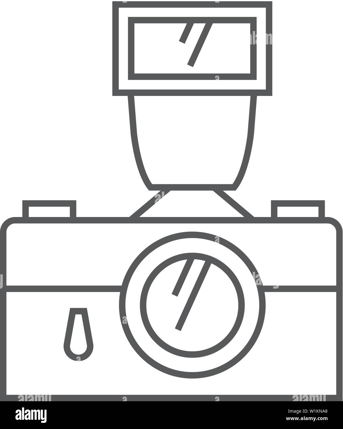 Old camera icon in thin outline style. Photography picture electronic ...