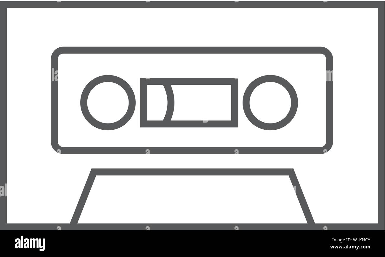 Tape cassette icon in thin outline style. Technology vintage old ...