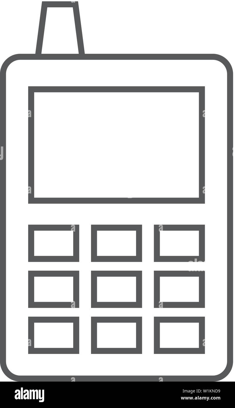 Cell phone icon in thin outline style. Communication device keypad ...