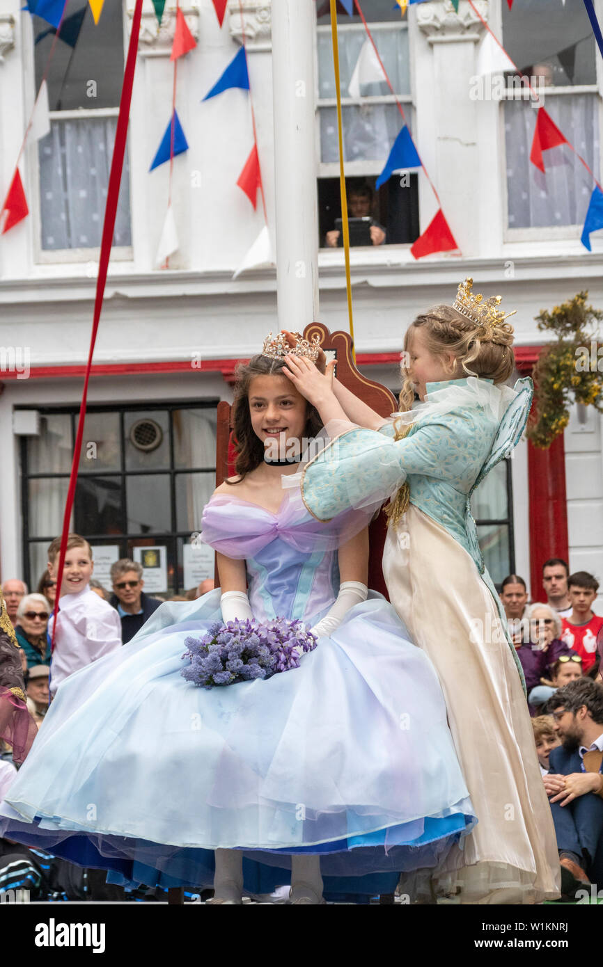 Close up of the May Queen Being Crowned by Her Crowner at the Annual ...