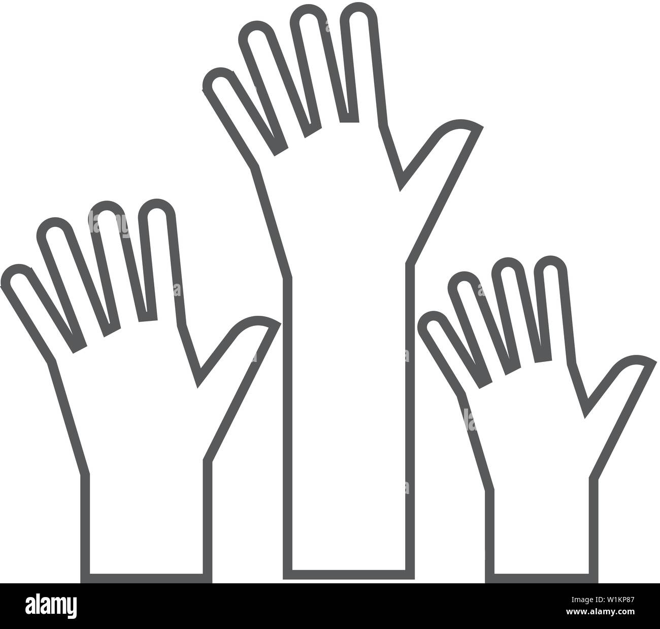 Hands icon in thin outline style. Anatomy human family care kids adult ...
