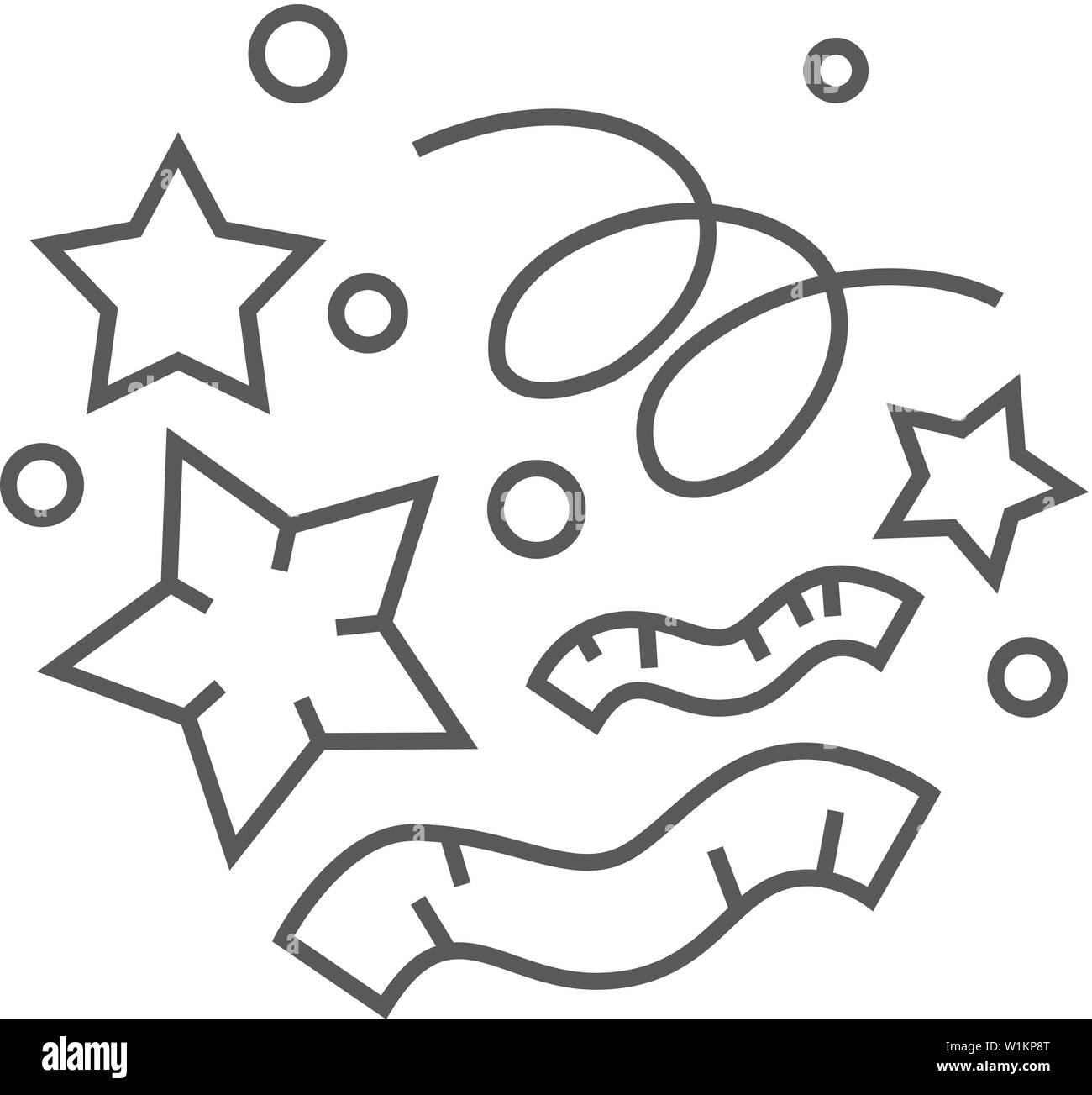 Confetti icon in thin outline style. Object celebration falling paper ...