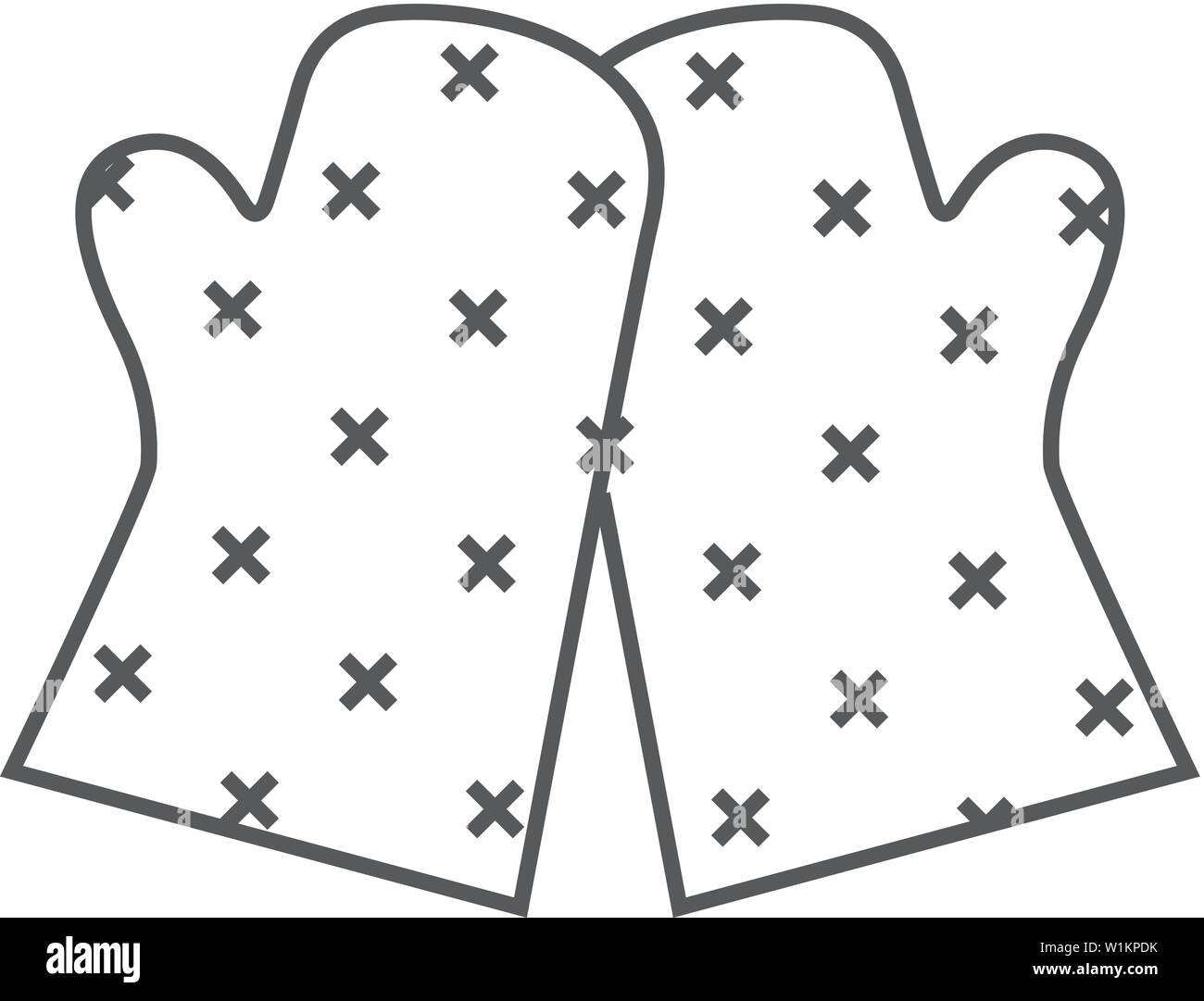 Cooking glove icon in thin outline style. Kitchen pot oven holder hand ...