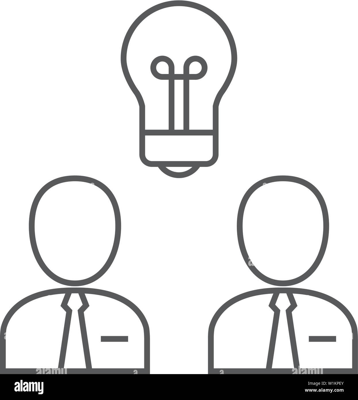 Teamwork icon in thin outline style. Business communication discussion ...