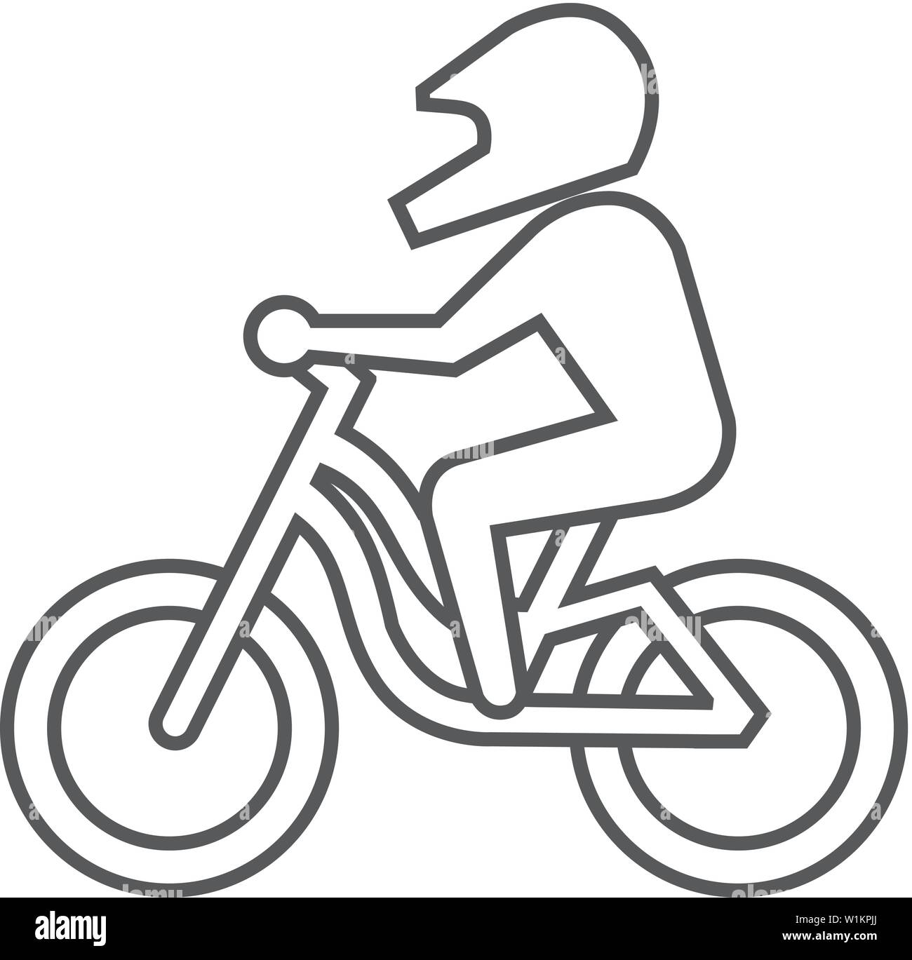 Mountain biker icon in thin outline style. Sport bicycle extreme ...