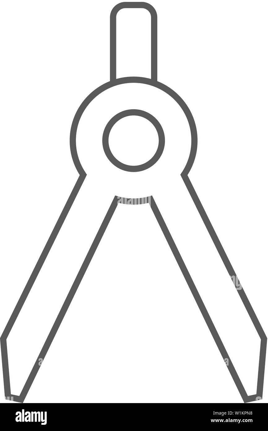 Drawing compass icon in thin outline style. Illustration painting ...