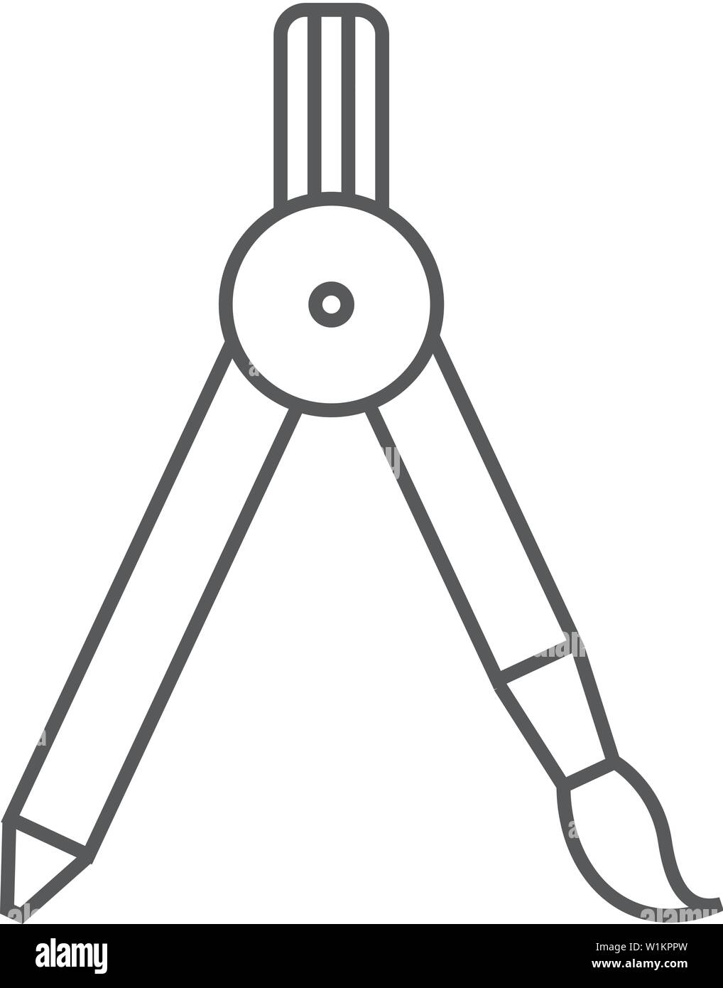 Drawing compass icon in thin outline style. Illustration painting ...