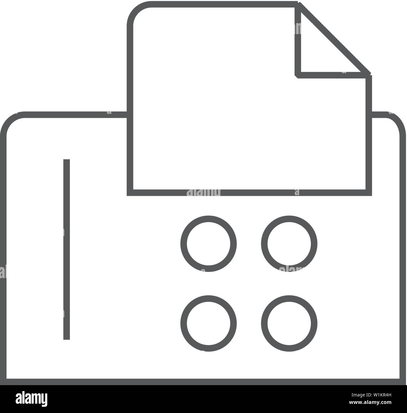 Facsimile icon in thin outline style. Office electrical machine ...