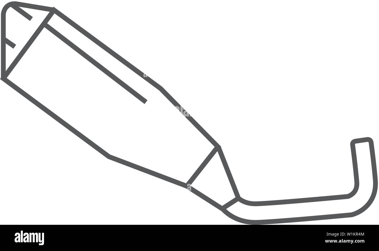Motorcycle exhaust icon in thin outline style. Automotive ...