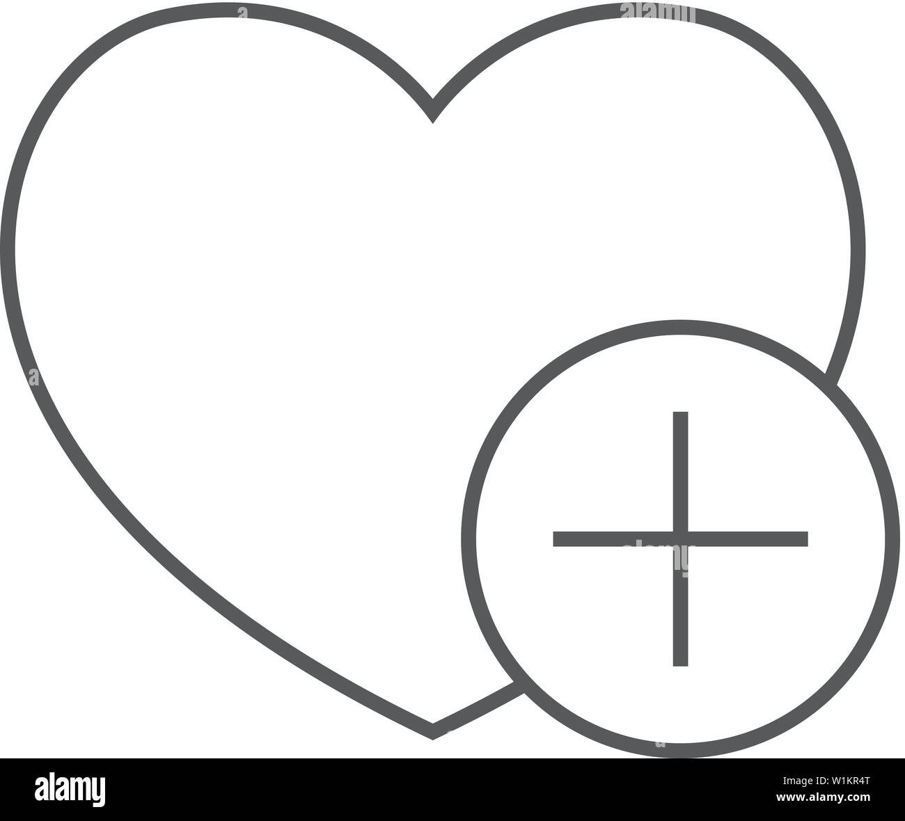 Heart outline symbol plus sign High Resolution Stock Photography and Images - Alamy