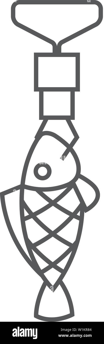 Fishing scale icon in thin outline style. Water sport activity fish ...