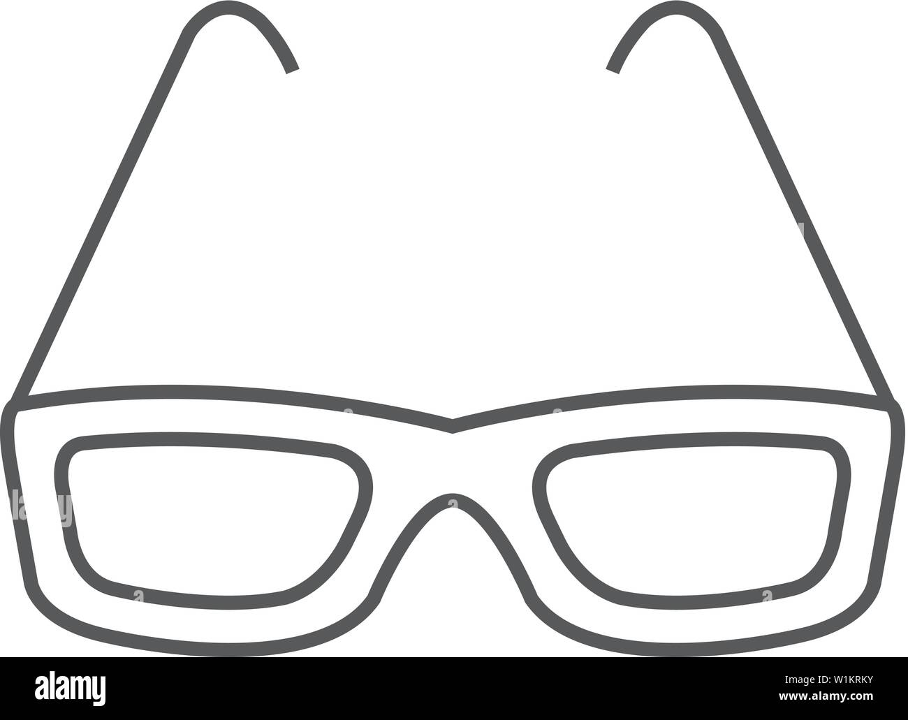 Eyeglasses icon in thin outline style. Seeing device transparent myopia ...